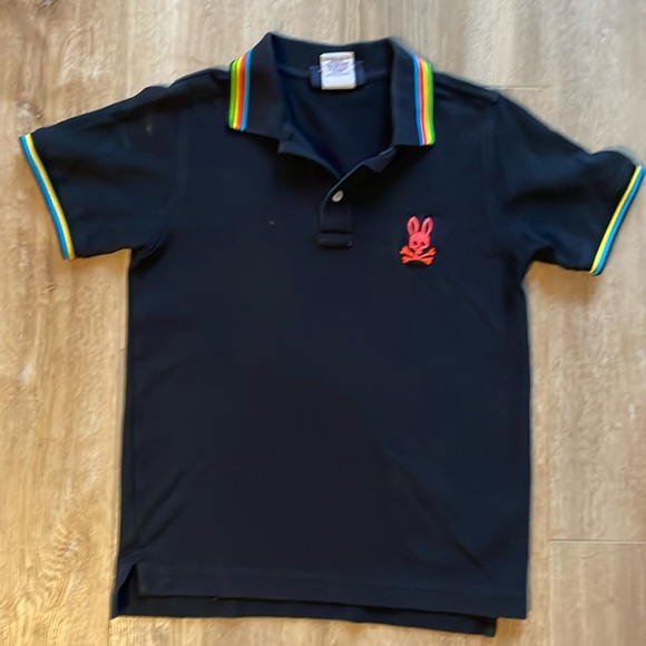 Psycho Bunny | Shirts & Tops | Used Blackpsycho Bunny Polo W Rainbow ...